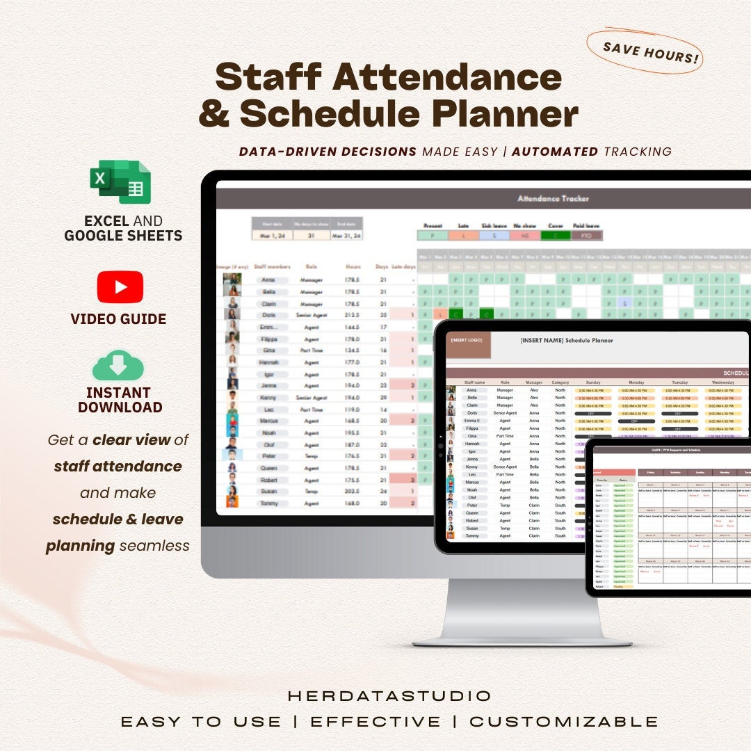 Staff Attendance Tracker & Schedule Planner | Employee Schedule Planner ...