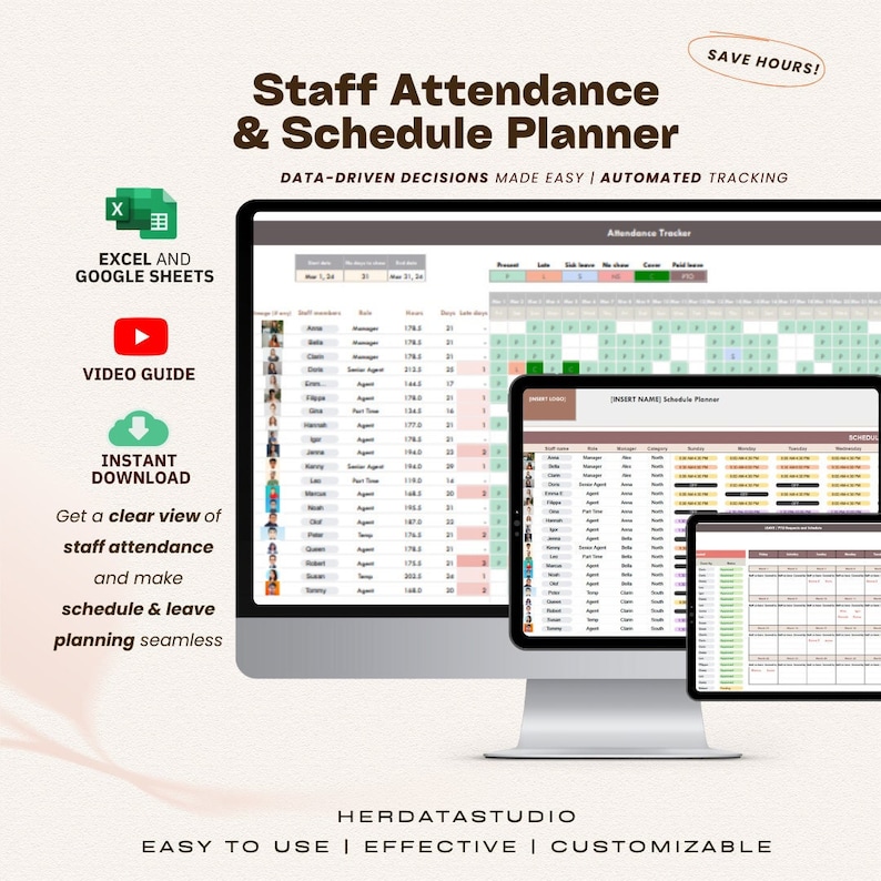 Staff Attendance Tracker & Schedule Planner | Employee Schedule Planner ...