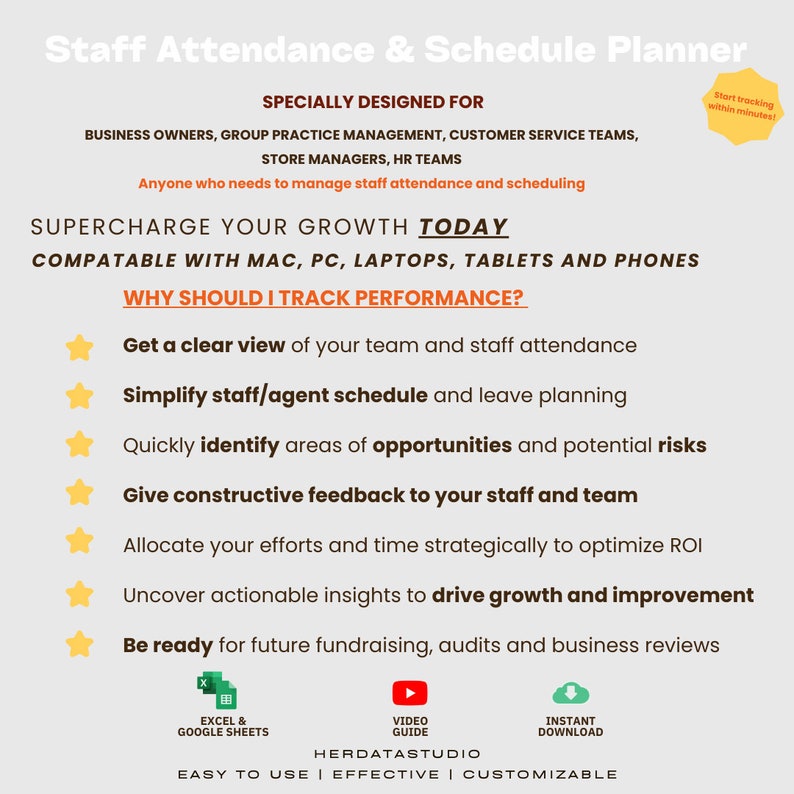 Staff Attendance Tracker & Schedule Planner | Employee Schedule Planner ...