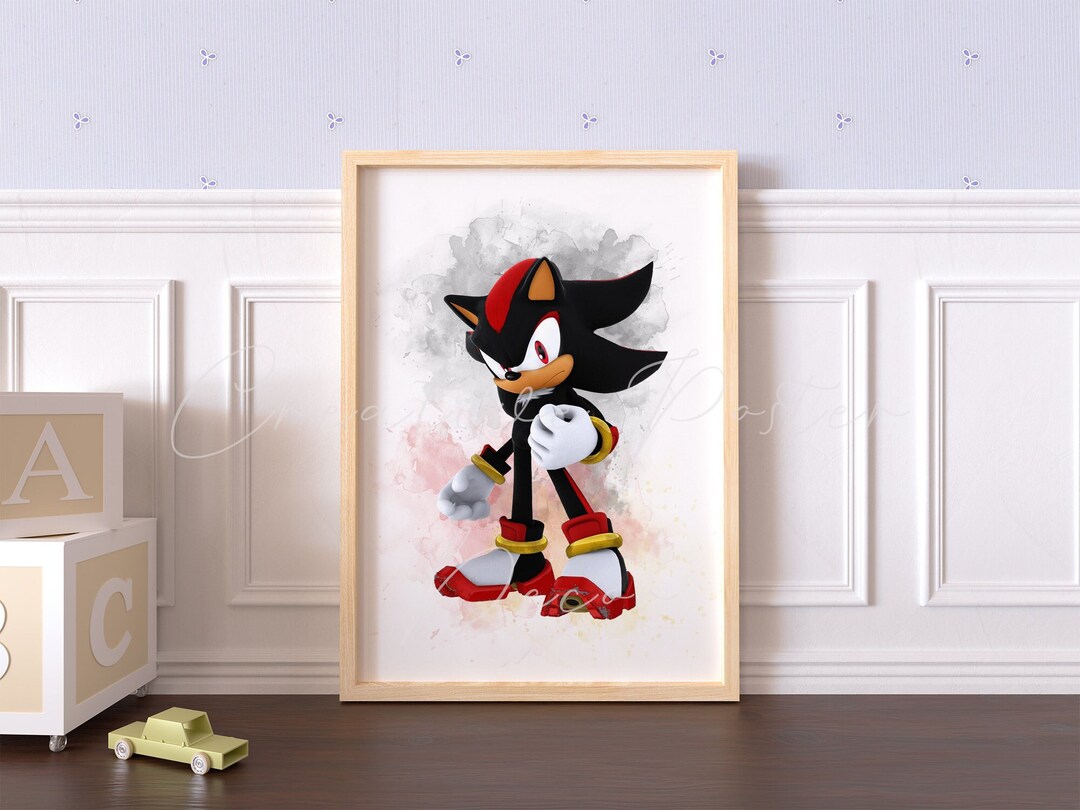 Shadow Hedgehog Poster Print Superhero Watercolour Poster Wall Art ...