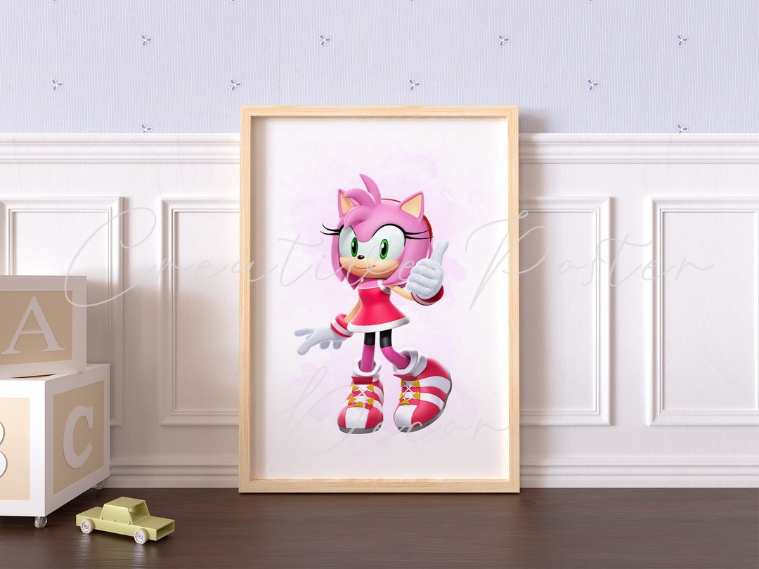 Superhero Amy Rose Hedgehog Print Watercolour Poster Wall Art Nursery ...