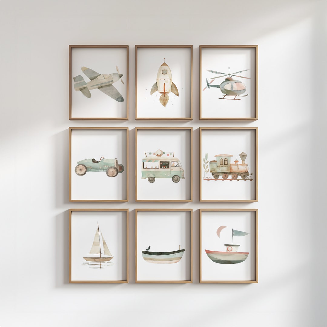 Boho Travel Nursery Art Flying Air Transport Nursery Car Nursery Sail ...