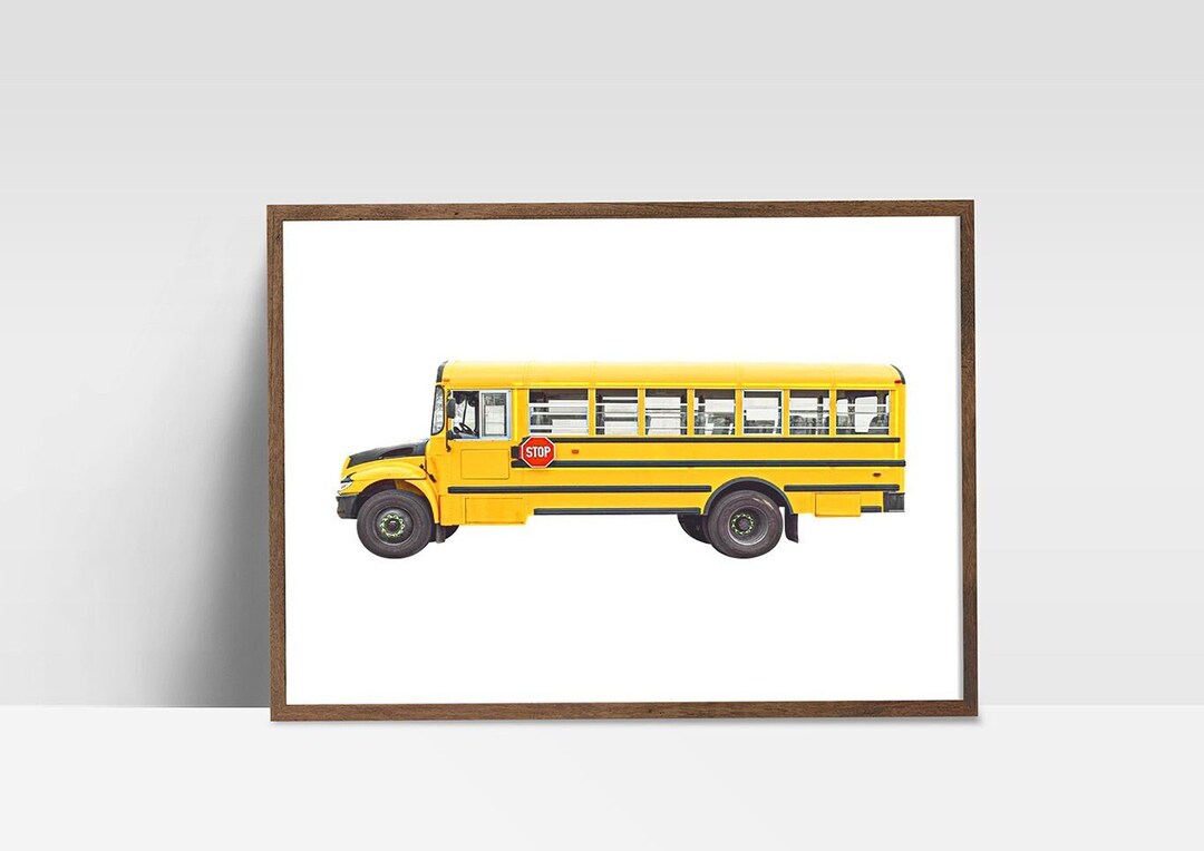 School Bus Wall Art School Bus Print School Bus Vehicle Prints Car Boys ...