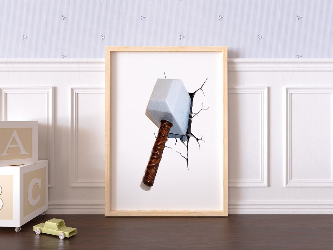 Thor Hammer Poster Thor Hammer Print Avengers Thor Art Superhero Poster ...