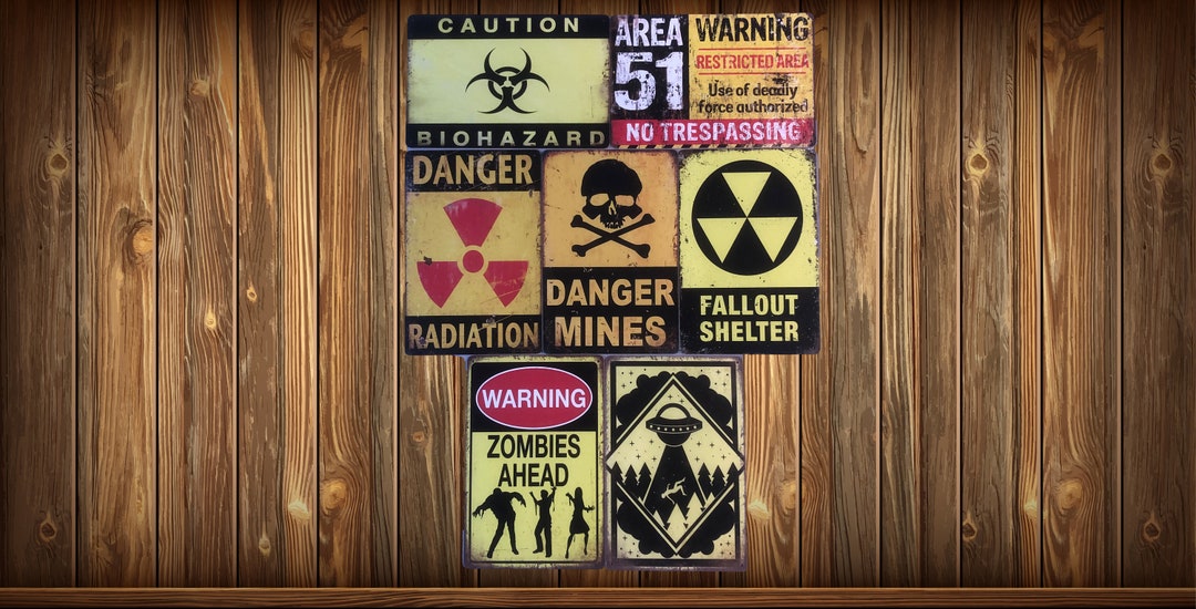 Vintage Style Metal Wall Plaque Warning of Danger Zombie - Etsy