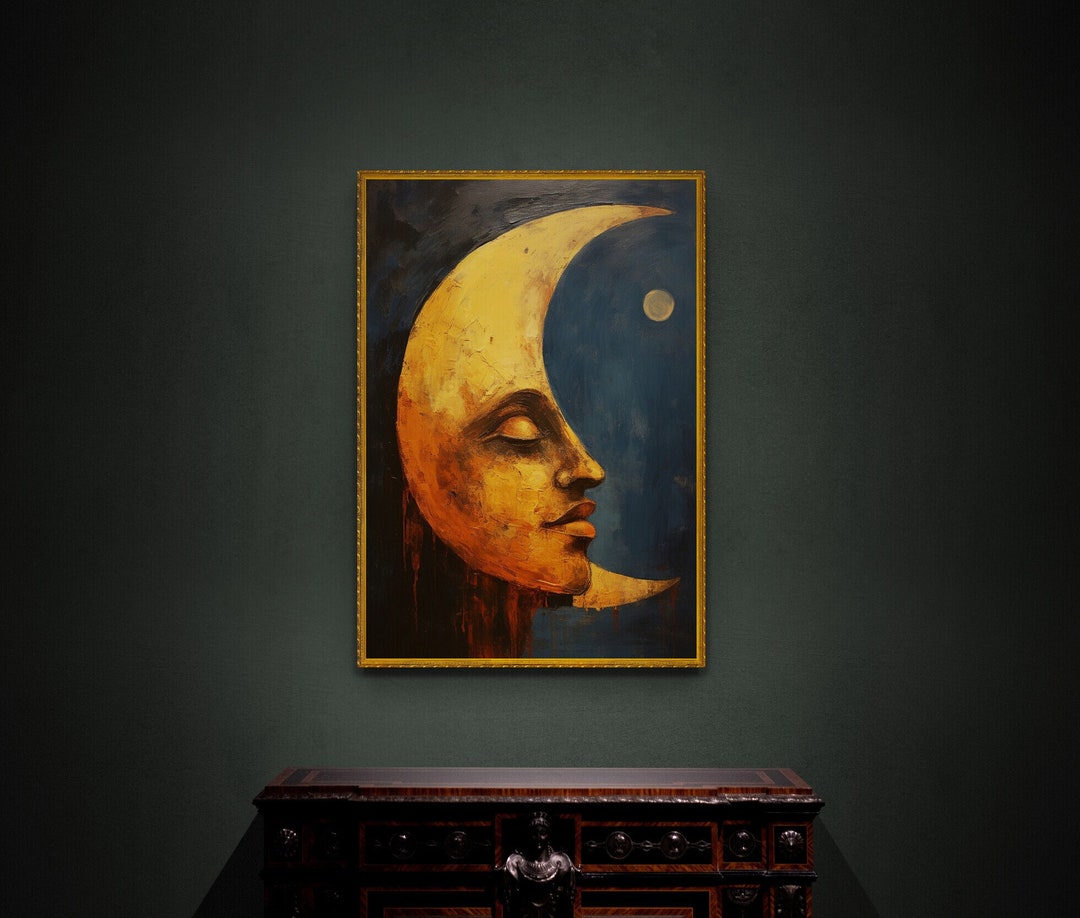 Moon Face Dark Academia Vintage Poster Home Decor - Etsy