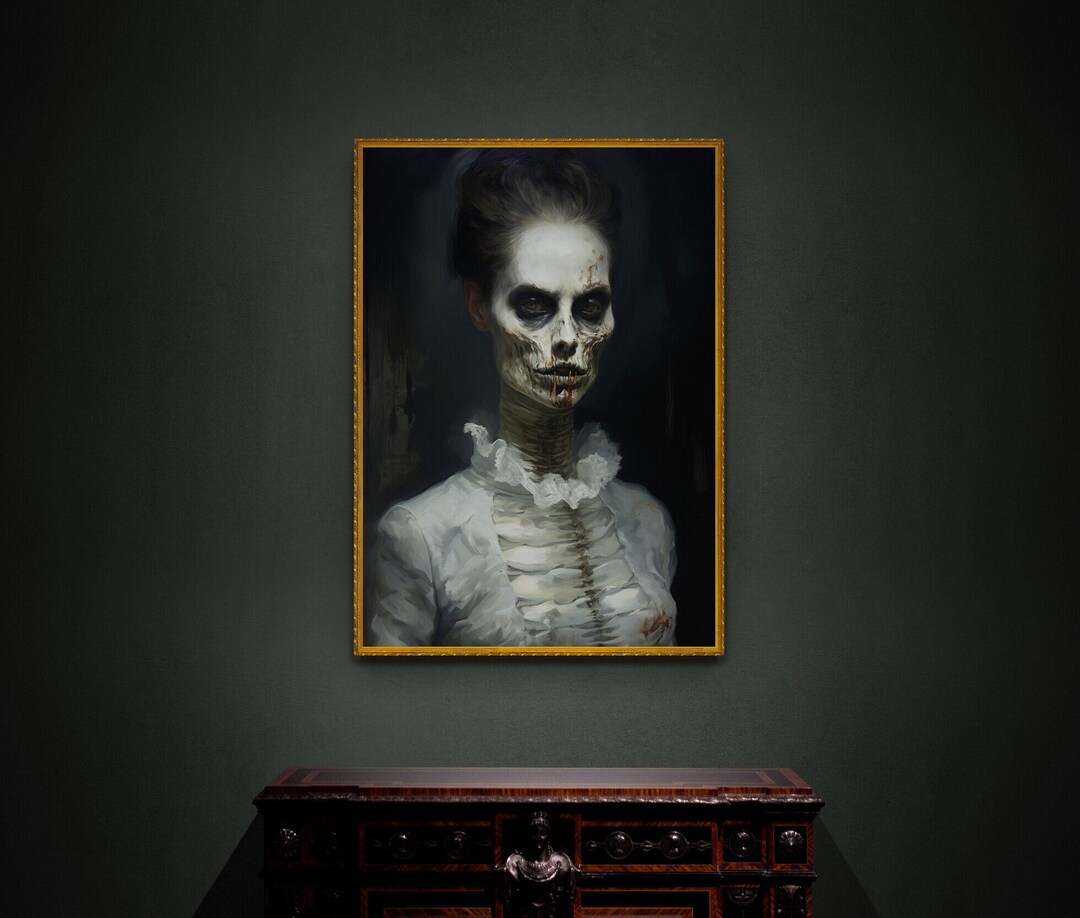 Victorian Zombie Nostalgia Art Dark Academia Zombie Oil Pinting Print ...