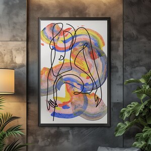 Abstract Naked Woman Line Art Print, Female Naked Bum Line Drawing ...