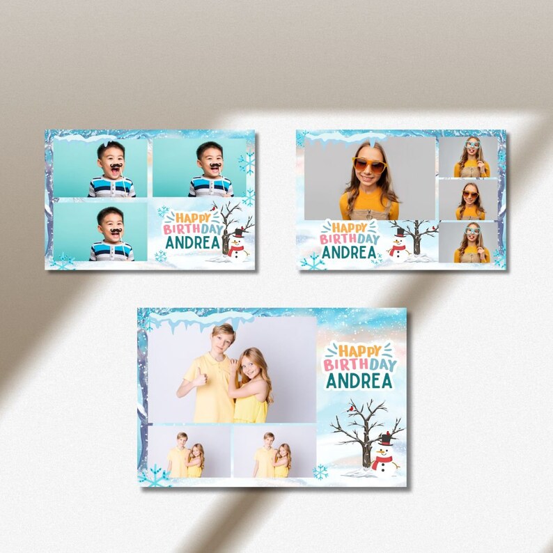 Birthday Photo Booth Template | Kids Birthday Party, Pink, Winter ...