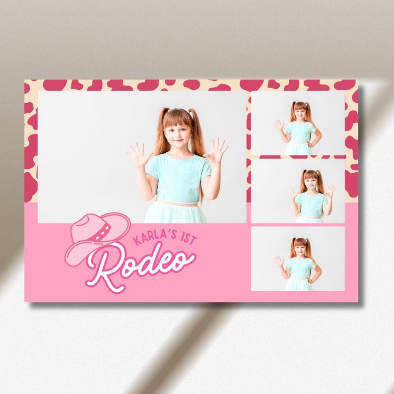 Pink Cowgirl Rodeo 4x6 Birthday Party Photo Booth Template Overlay ...