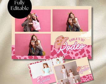 Pink Rodeo Themed Photo Booth Template 2x6 Girly Western Birthday ...