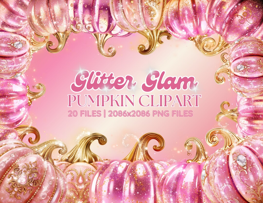 Glam Pink Diamond Pumpkin ,glitter Pumpkins Clipart, Halloween Clipart ...