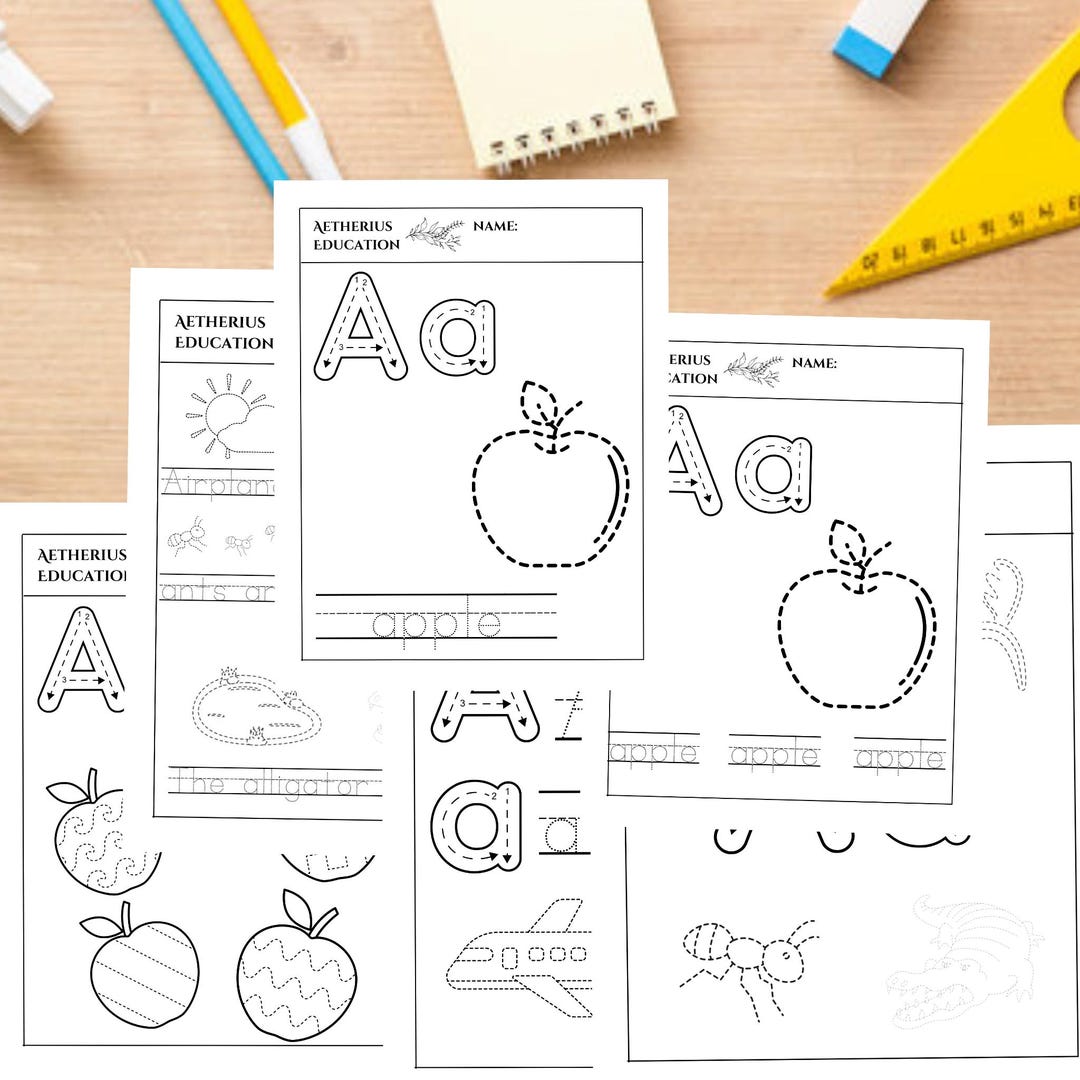Alphabet Letter A Tracing Worksheets Bundle - Printable Kindergarten ...