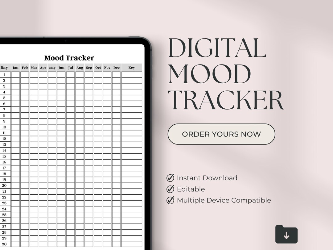 Mood Tracker, Printable Planner, Yearly Mood Log, Self Care, Yearly ...
