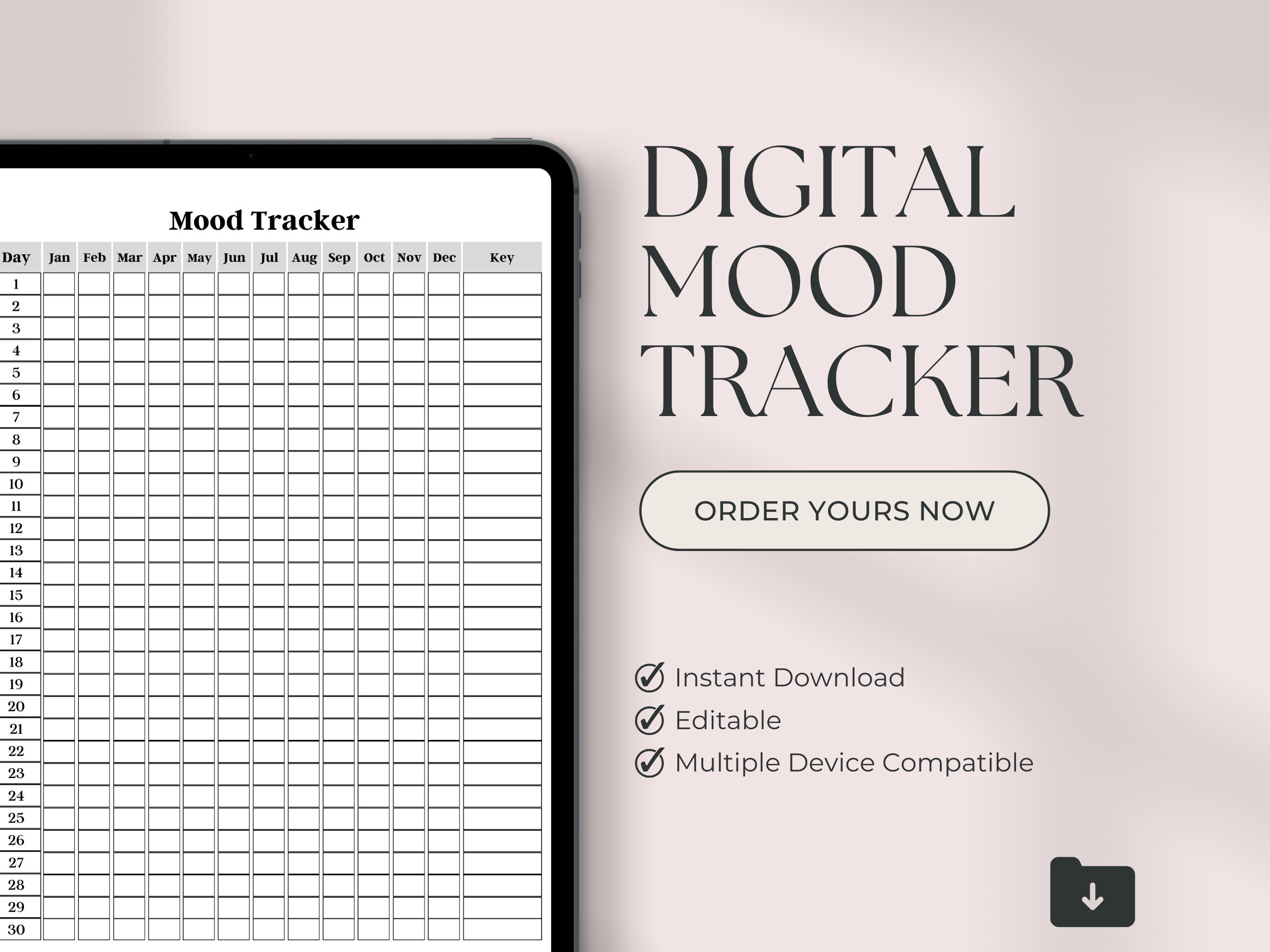 Mood Tracker, Printable Planner, Yearly Mood Log, Self Care, Yearly ...