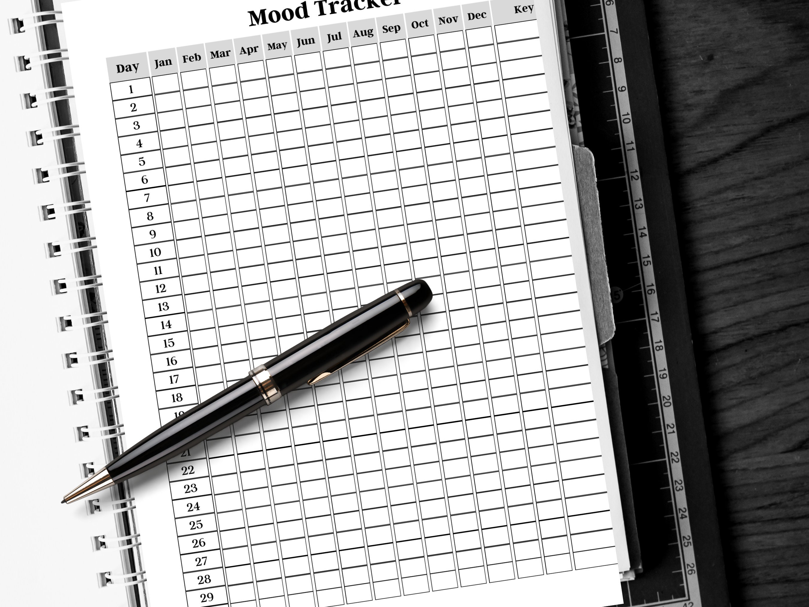 Mood Tracker, Printable Planner, Yearly Mood Log, Self Care, Yearly ...