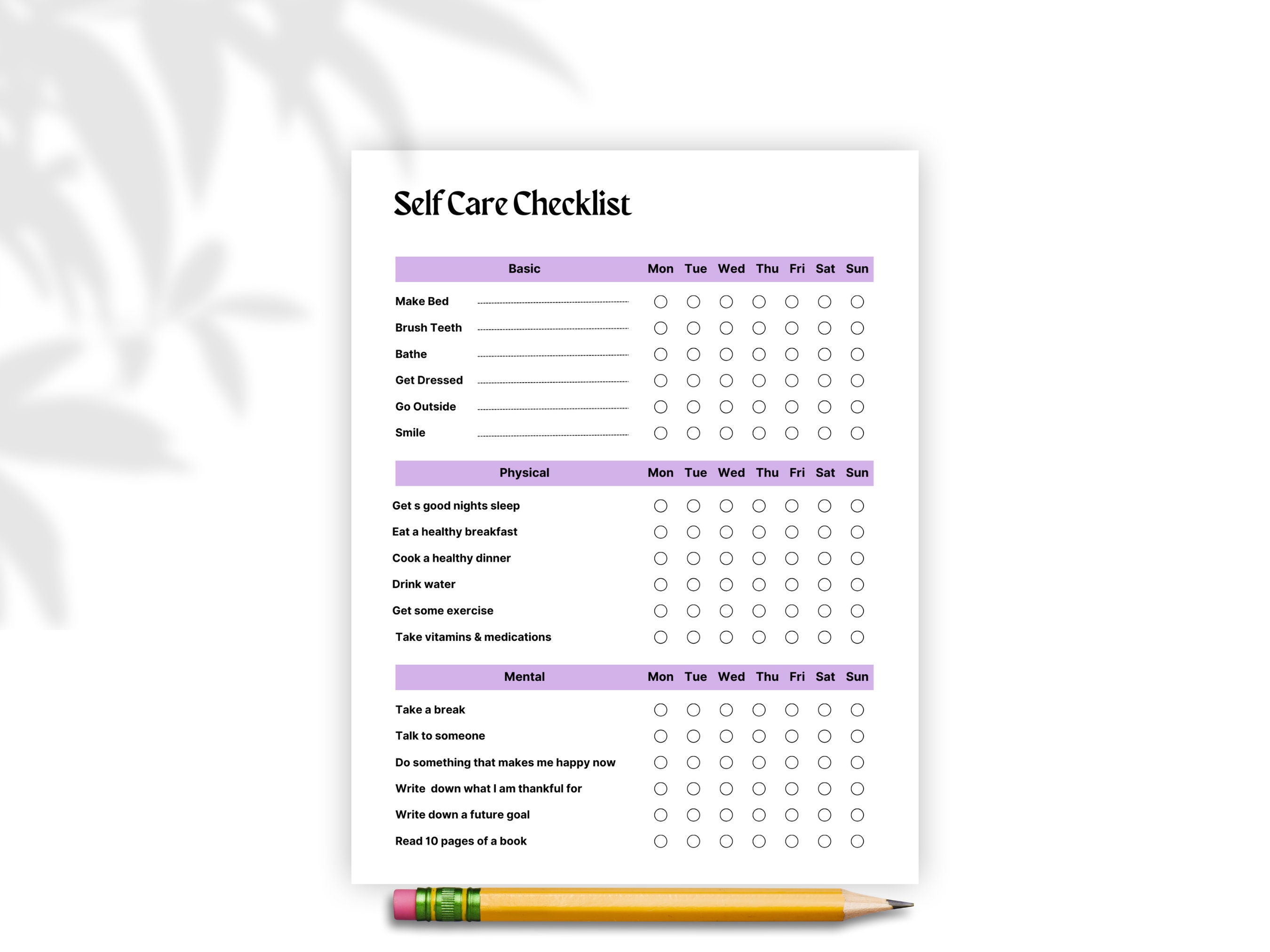 Self Love Checklist, Self Care Printable, Self Love Planner, Self Love ...