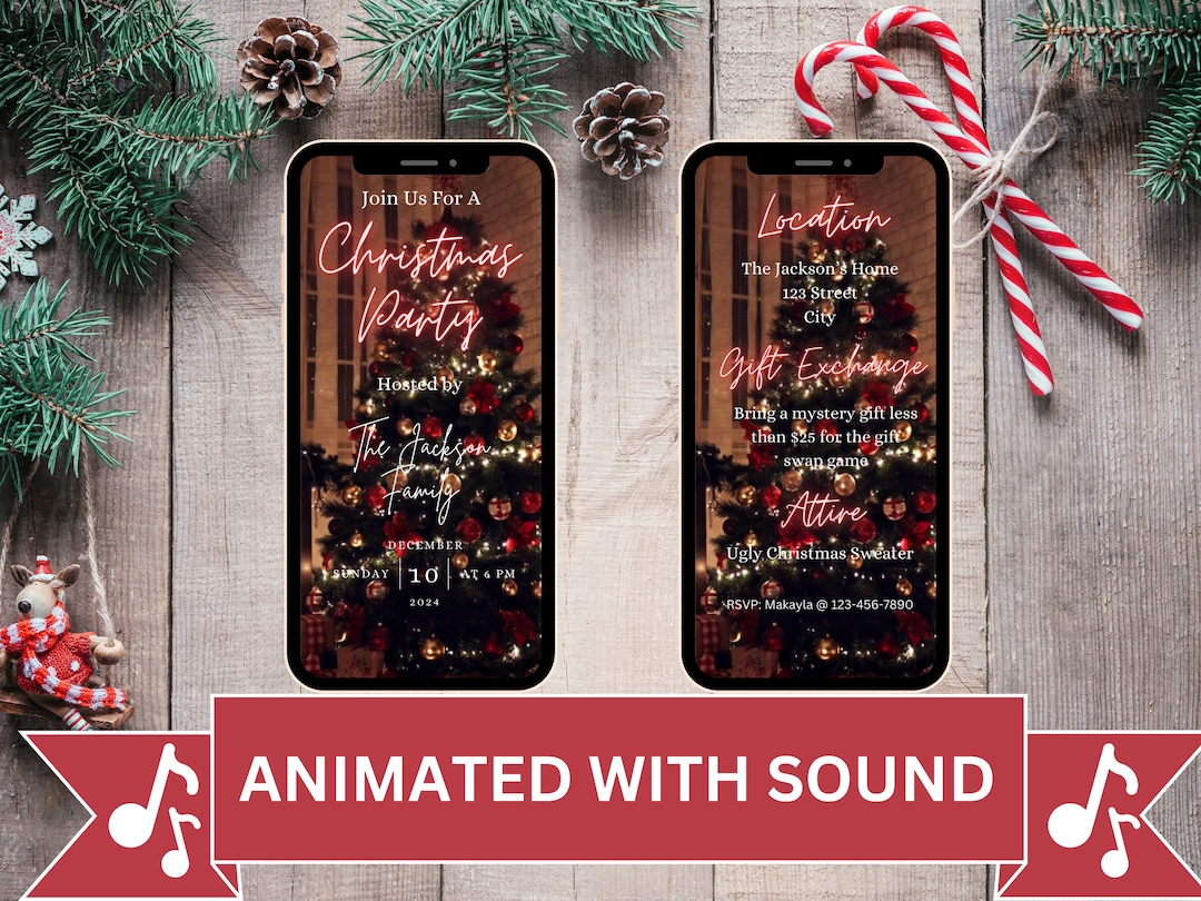 Christmas Party Invitation With Music , Holiday Evite , Electronic ...