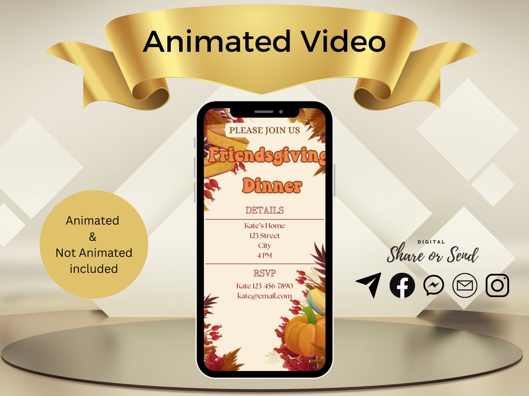 Friendsgiving Dinner Digital Invitation Thanksgiving - Etsy