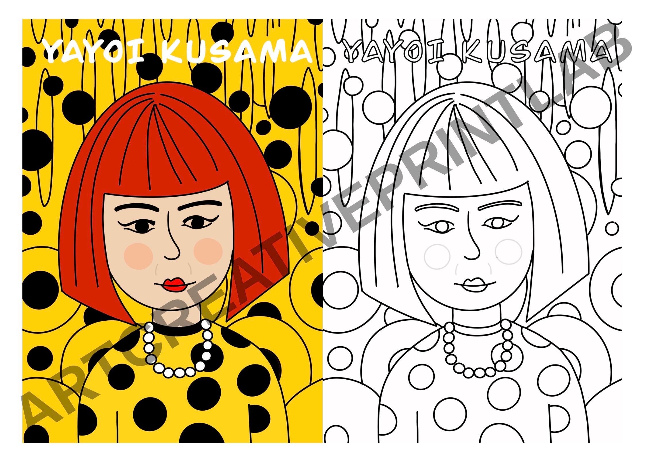 Yayoi Kusama Art Activity for Kids | One Line Portrait Printable ...