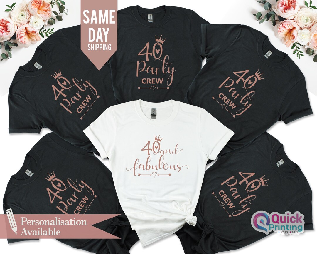 40th Birthday Tshirt for Women, 40 Party Crew Tshirt, 40 and Fabulous ...