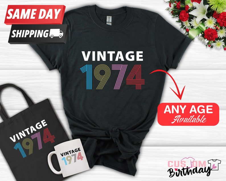 1974 Birthday Tshirt UK, 50th Birthday Gifts for Women, 50th Birthday ...