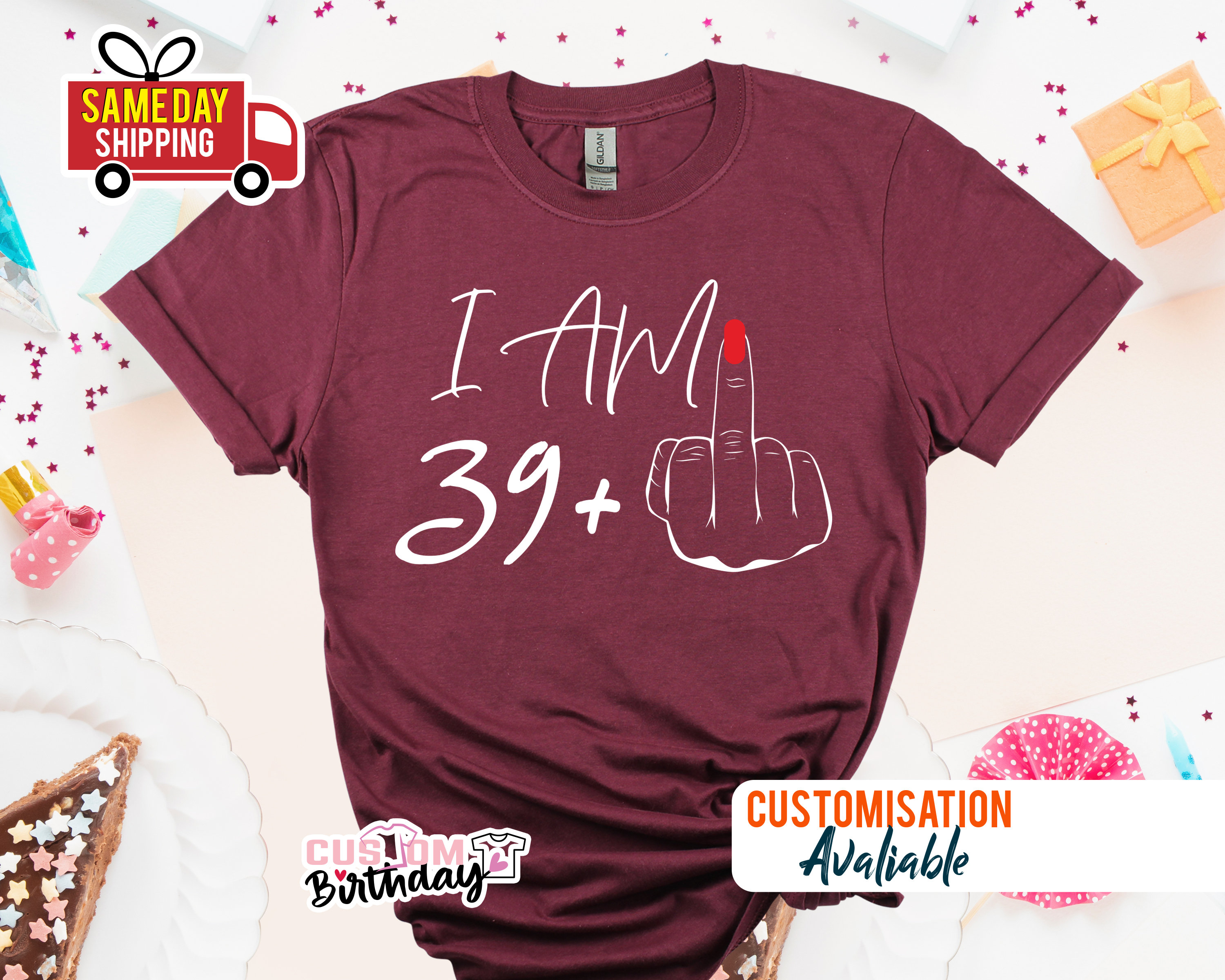 Im 39 Plus Middle Finger Shirt, I Am 39 Middle Finger T-shirt, Ladies ...