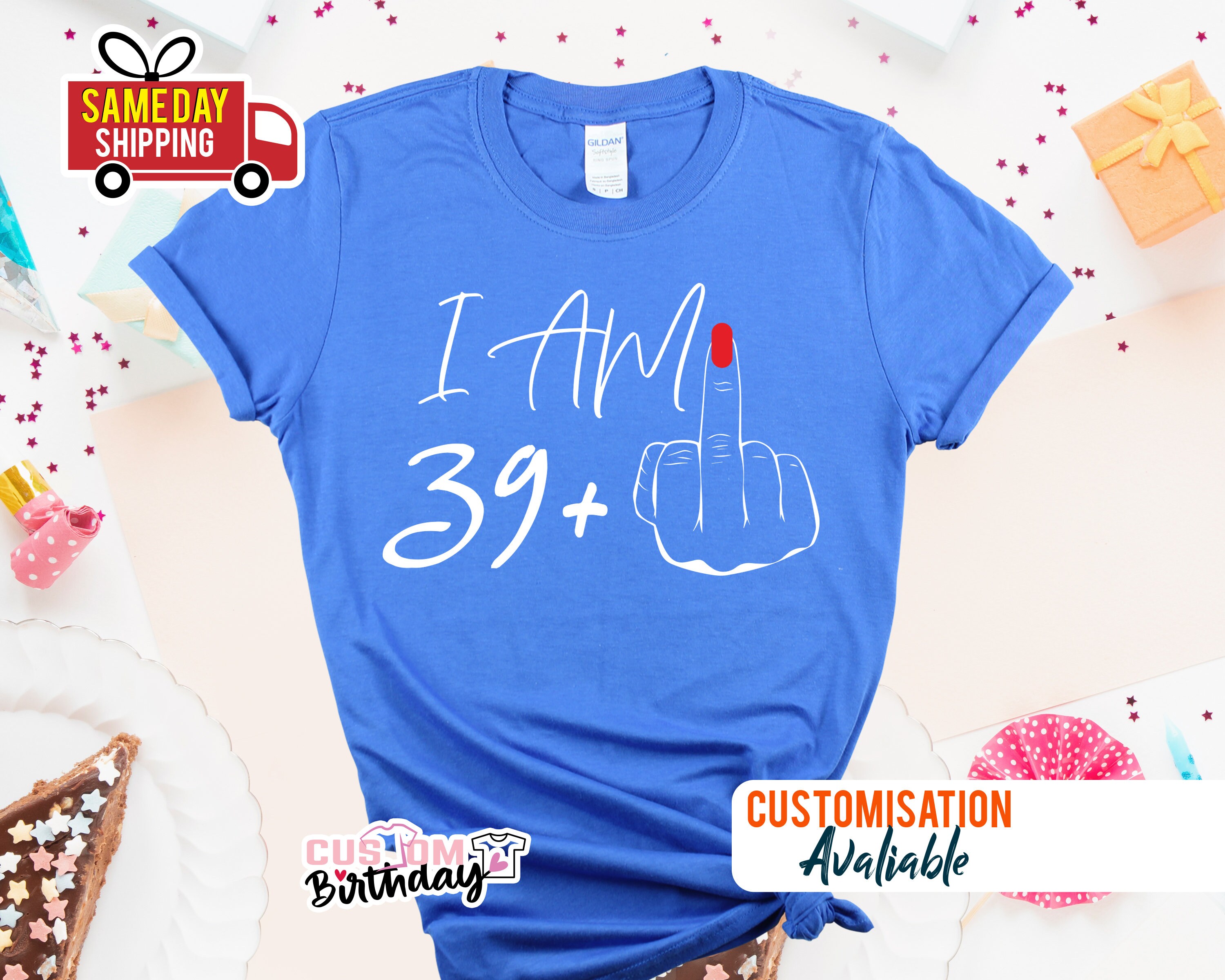 Im 39 Plus Middle Finger Shirt, I Am 39 Middle Finger T-shirt, Ladies ...