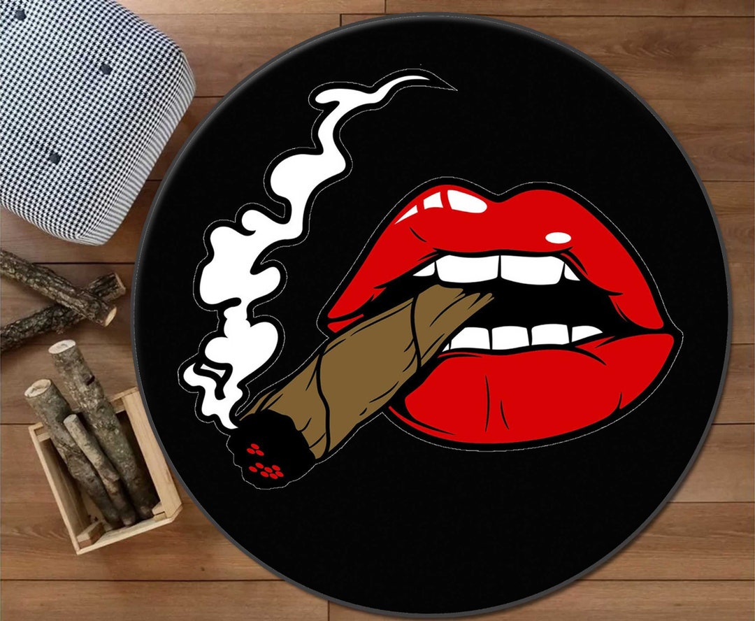 Sexy Lips Marijuana Raund Rug Marijuana Lips Rug Lips Rug - Etsy