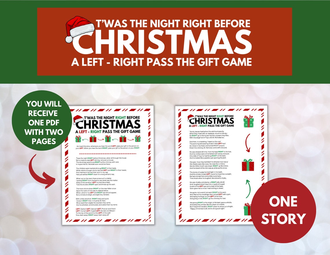 PRINTABLE Left Right Christmas Party Game, Pass the Gift Game for ...