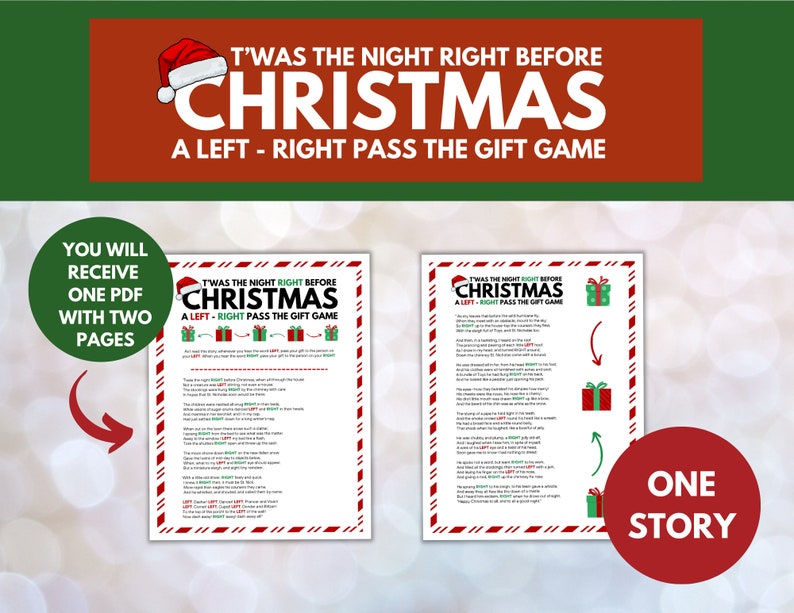 PRINTABLE Left Right Christmas Party Game, Pass the Gift Game for ...