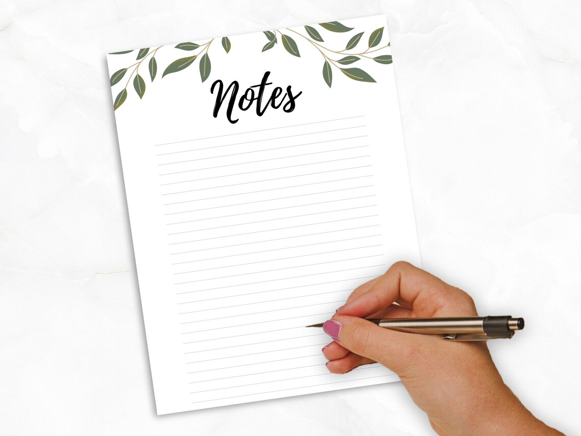 Notes Page Printable, Note Page Planner, Notes Pad, Planner Notes ...