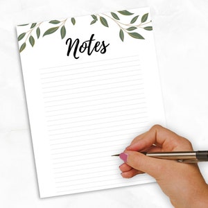 Notes Page Printable, Note Page Planner, Notes Pad, Planner Notes ...