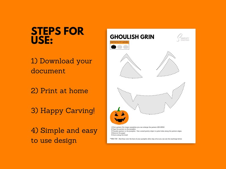 Pumpkin Carving Stencil Printable | Halloween Pumpkin Carving | Pumpkin ...