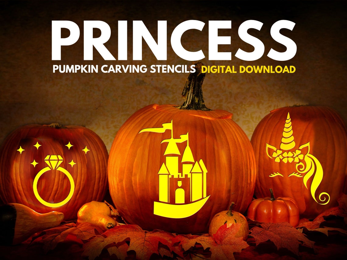 PRINCESS Pumpkin Carving Stencil | Digital Download | Pumpkin Carving ...