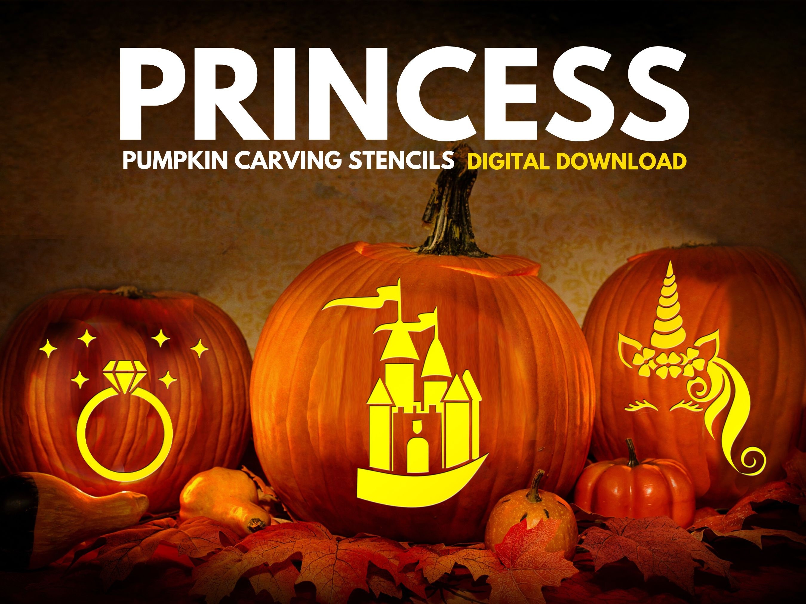 PRINCESS Pumpkin Carving Stencil | Digital Download | Pumpkin Carving Pattern | Halloween ...