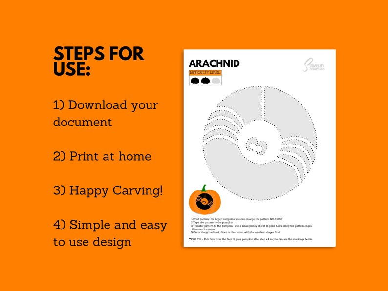 Spider Pumpkin Carving Stencil PRINTABLE | Halloween Pumpkin Carving ...