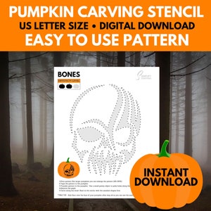 Skull Pumpkin Carving Stencil PRINTABLE | Halloween Pumpkin | Pumpkin ...