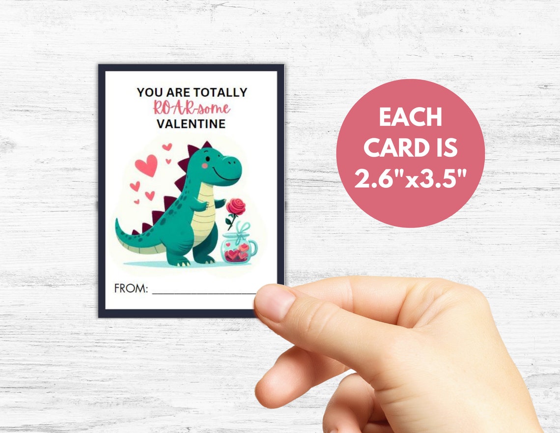 PRINTABLE Kids Dinosaur Valentine Card Dinosaur Valentine Cards Class ...