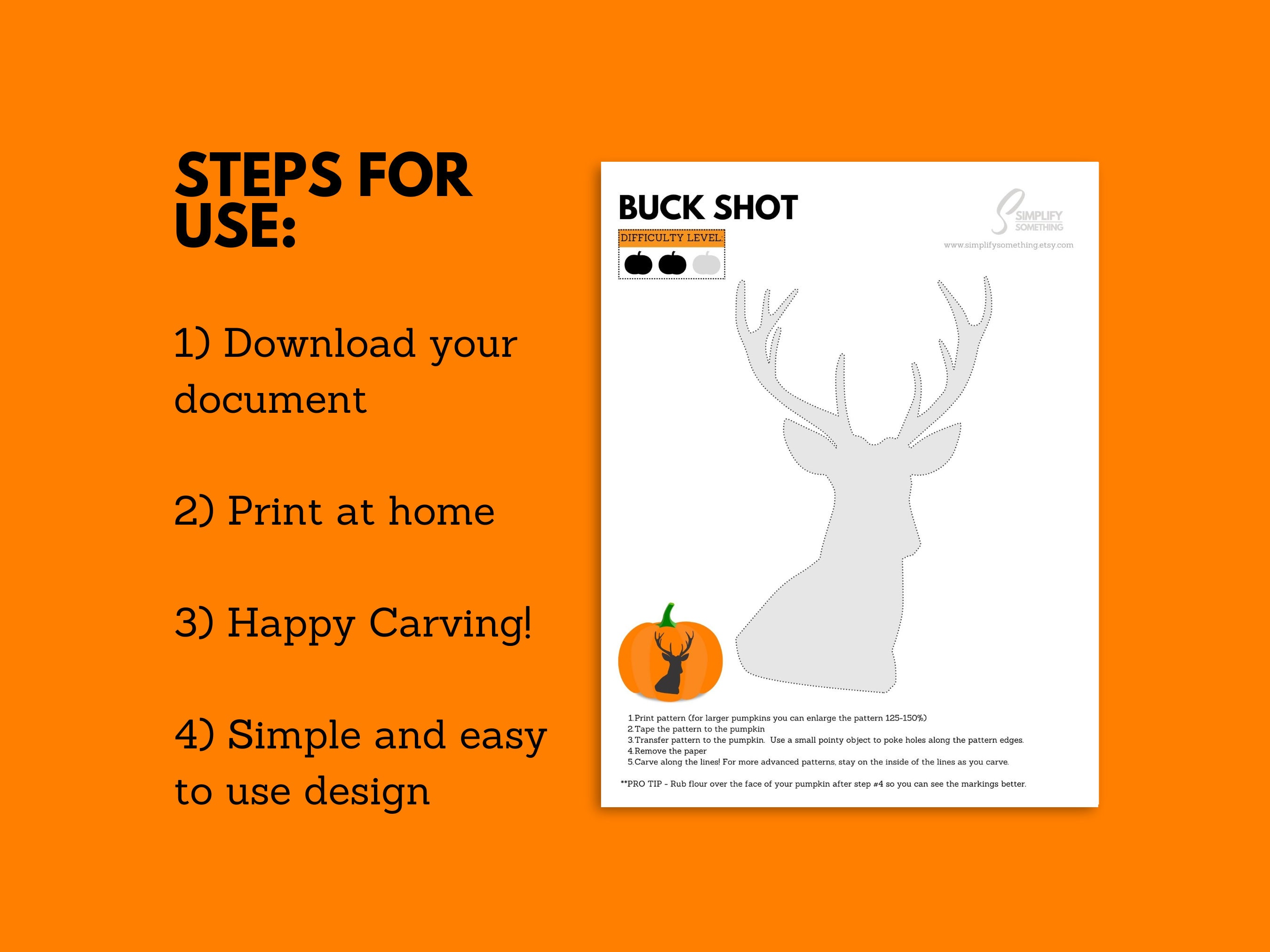 Deer Buck Pumpkin Carving Stencil PRINTABLE | Halloween Pumpkin Carving ...