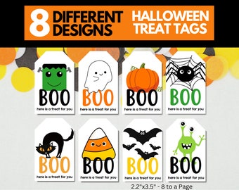 Halloween Trick or Treat Tags Printable Halloween Favor Tags Halloween ...