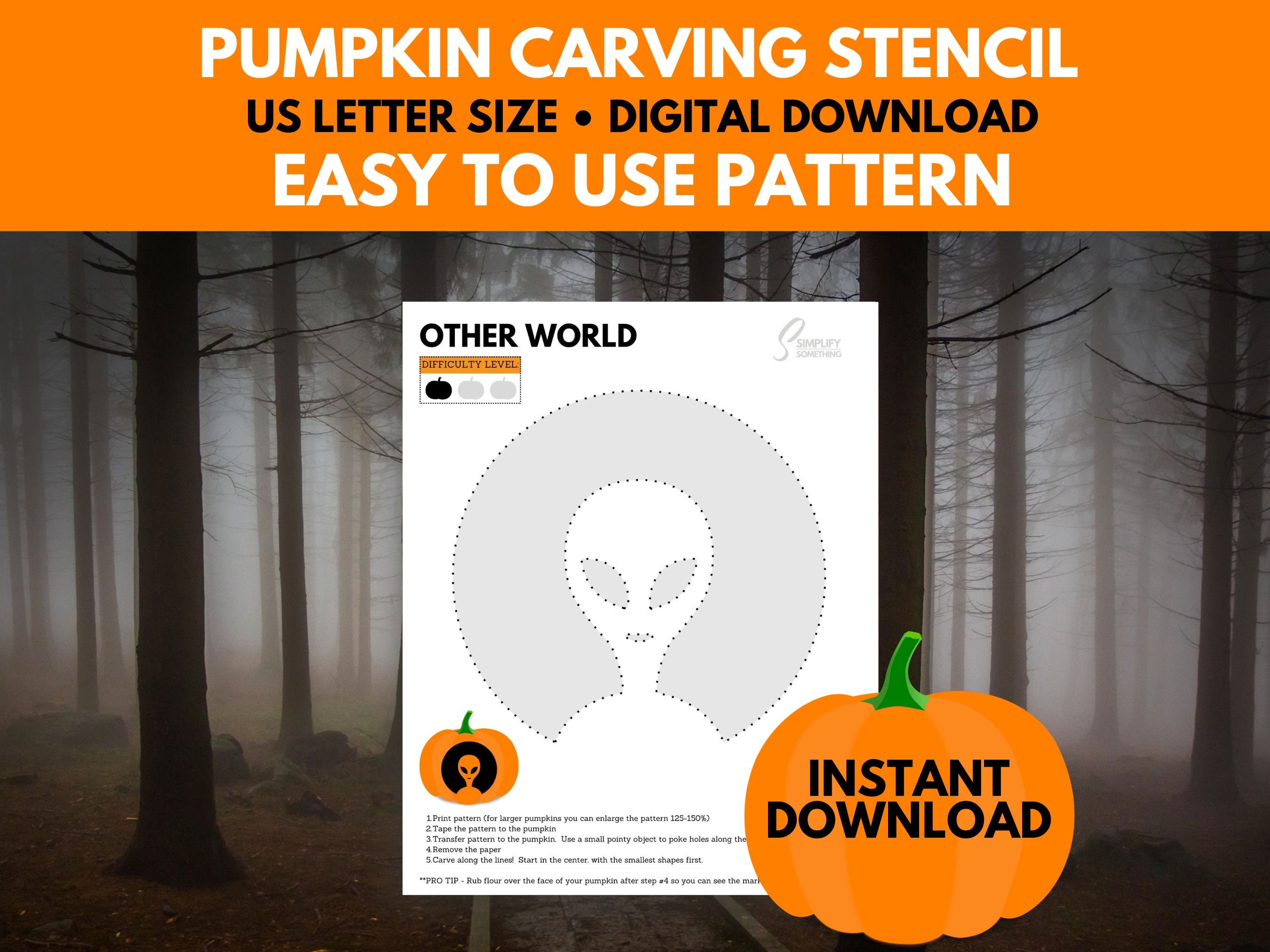 Alien Pumpkin Carving Stencil PRINTABLE | Halloween Pumpkin Carving ...