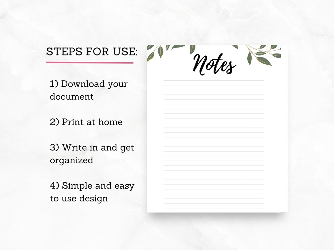 Notes Page Printable, Note Page Planner, Notes Pad, Planner Notes ...