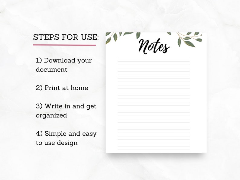 Notes Page Printable, Note Page Planner, Notes Pad, Planner Notes ...