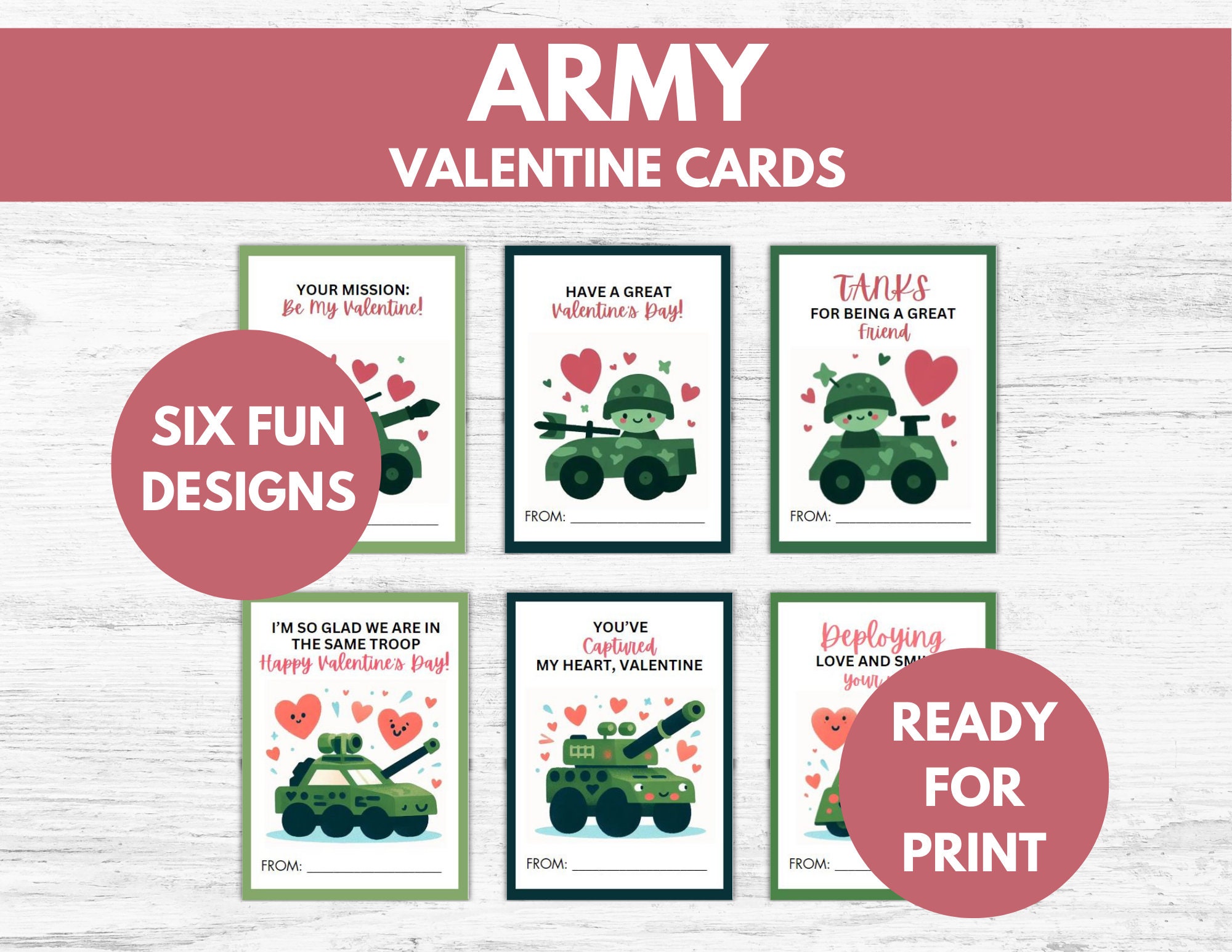 PRINTABLE Kids Army Valentine Card | Army Valentine Cards | Class ...