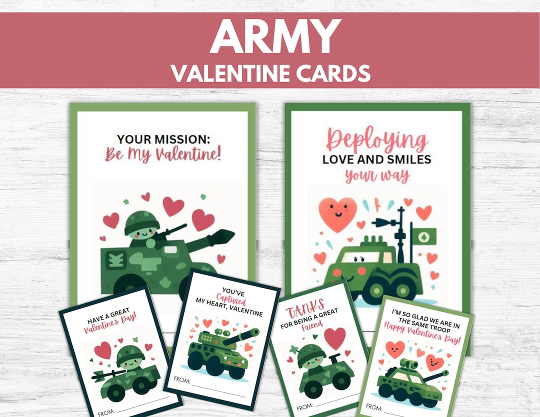PRINTABLE Kids Army Valentine Card | Army Valentine Cards | Class ...