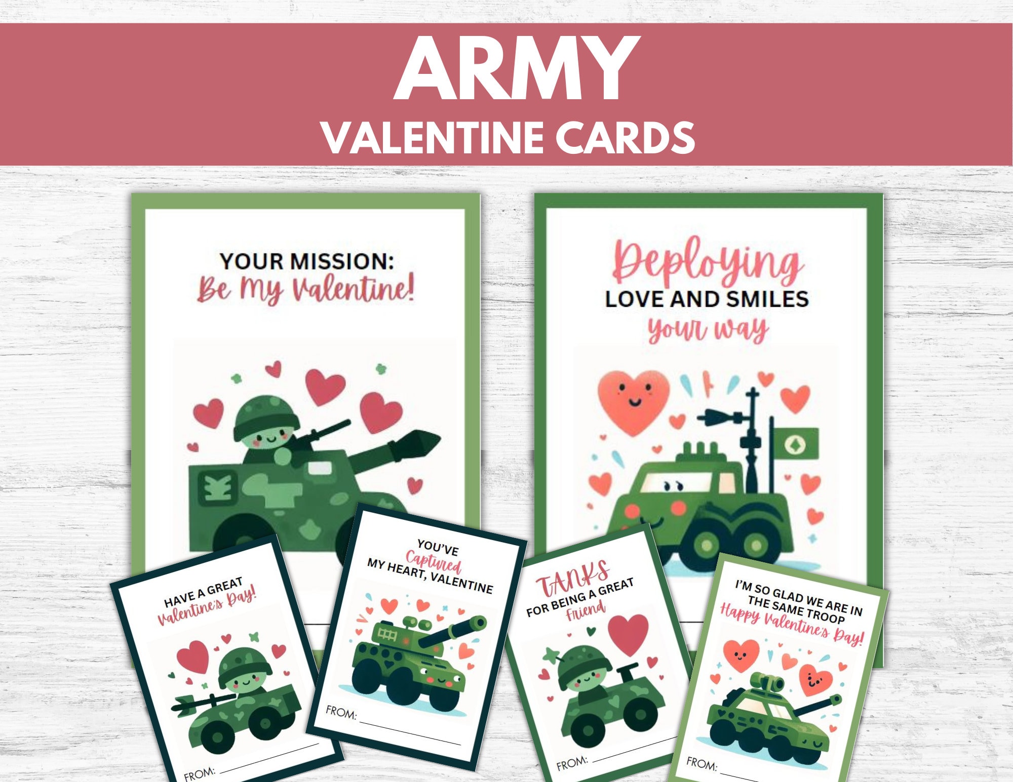 PRINTABLE Kids Army Valentine Card | Army Valentine Cards | Class ...