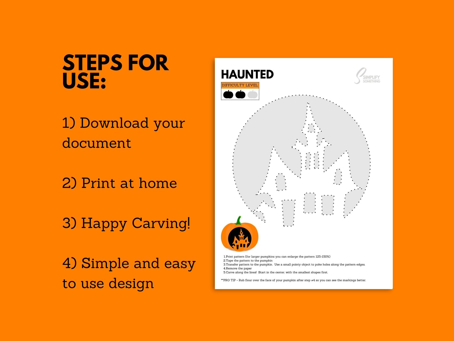 Haunted House Pumpkin Carving Stencil PRINTABLE | Halloween Pumpkin ...