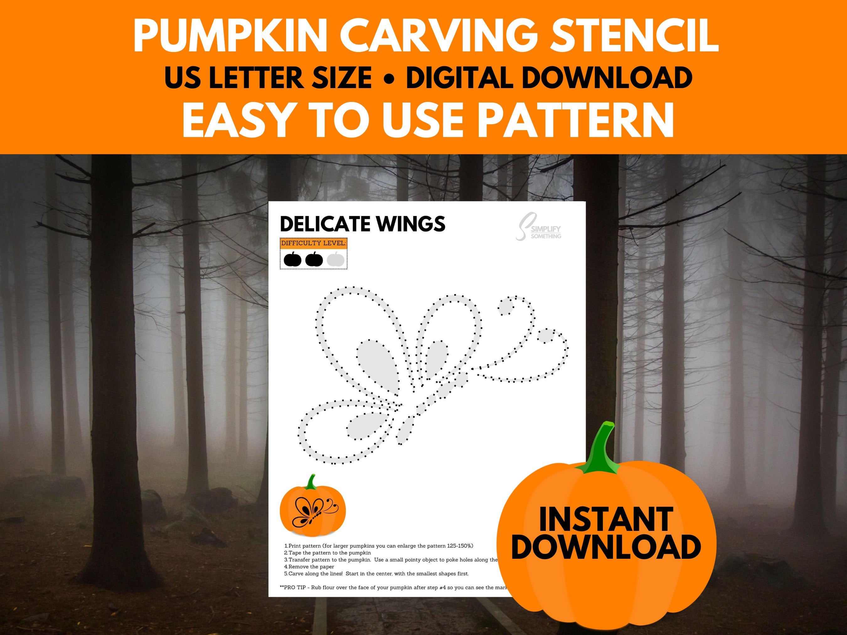 Butterfly Pumpkin Carving Stencil PRINTABLE | Halloween Pumpkin Carving ...