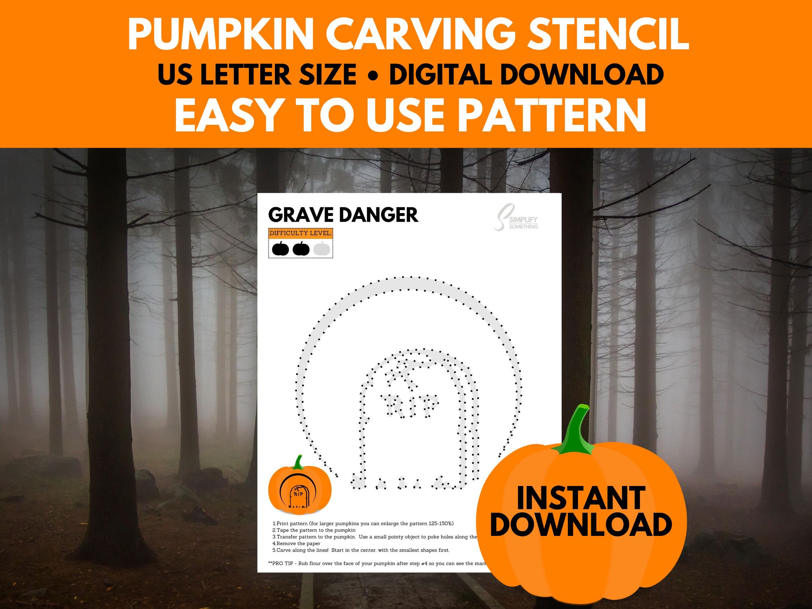 Tombstone Pumpkin Carving Stencil PRINTABLE | Halloween Pumpkin ...